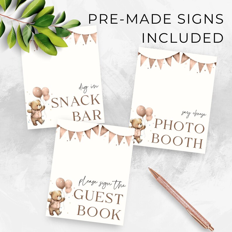 Teddy Bear Picnic Food Sign | Boys Party Custom Sign Template | Instant ...