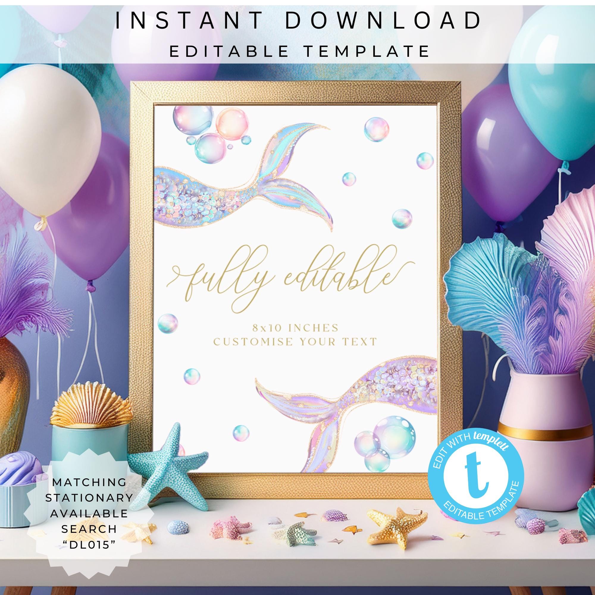 Mermaid Party Food Signs | Custom Printable Food Tags | Under the Sea ...