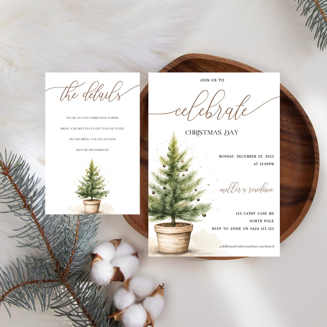 Christmas Trees Party Invitation | Printable Holiday Season Invite ...