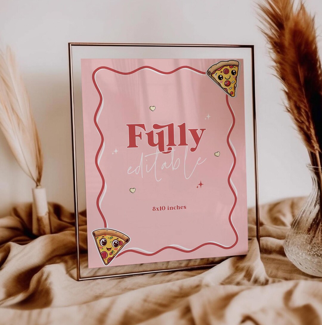 Editable Pizza Table Sign Template | Digital Download | Retro Table ...
