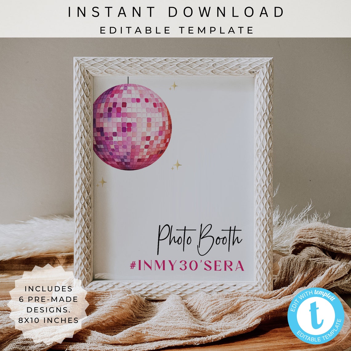 Personalized Cocktail Menu Template Pink Disco Retro Birthday Custom ...