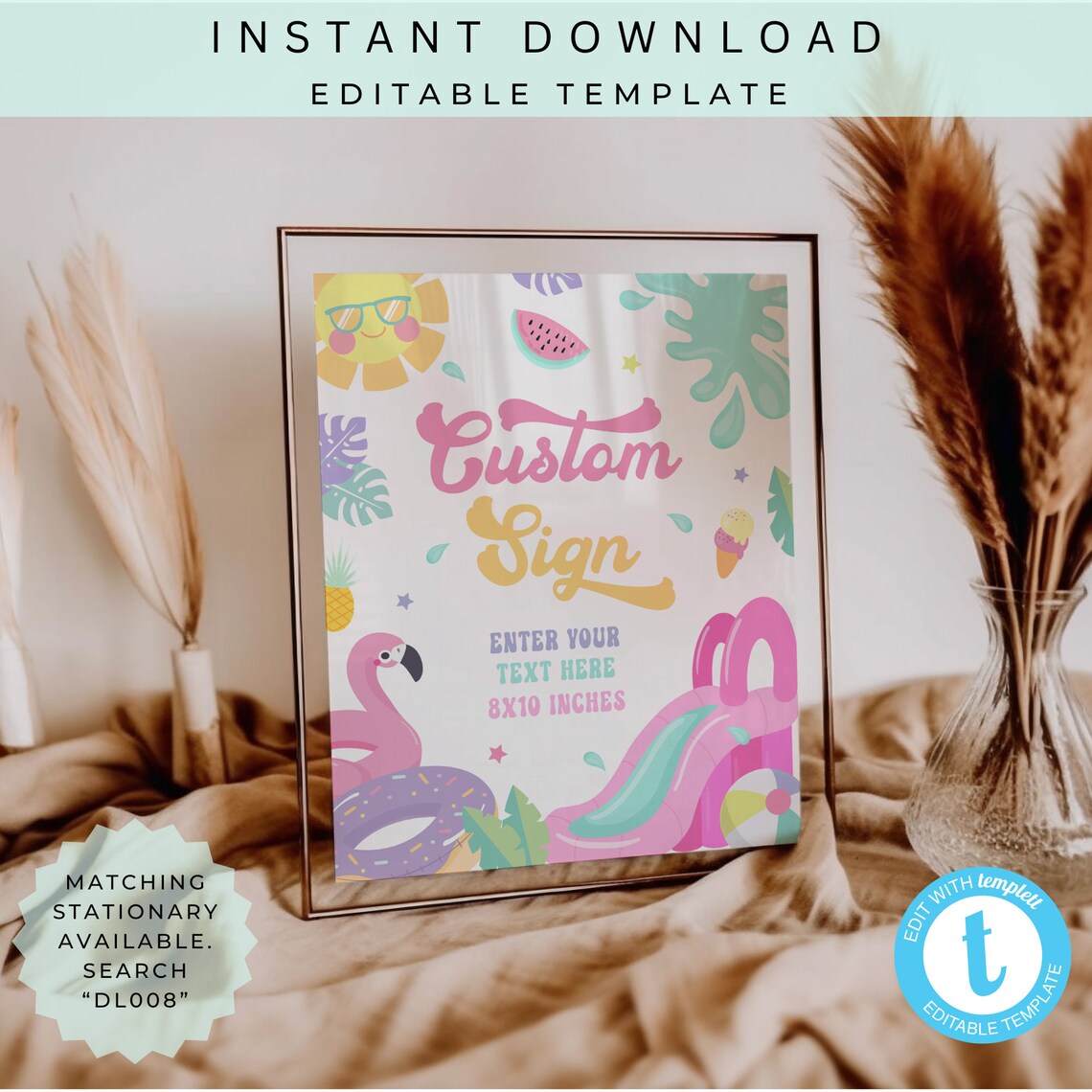 Girls Pool Party Birthday Décor Snack Shack Sign | Tropical Kids Water ...