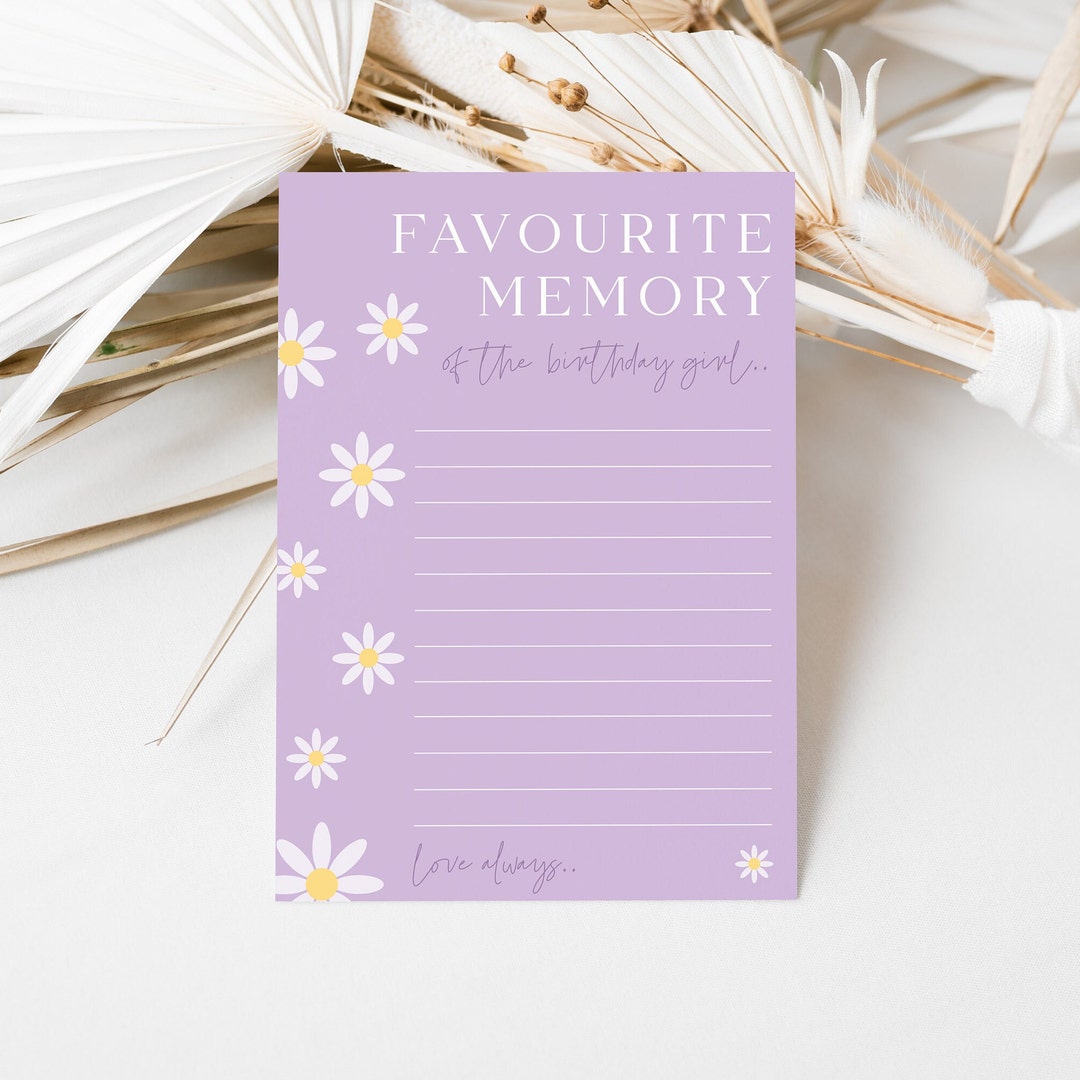 Share a Favorite Memory Card Template | Guest Book Alternative | Lilac ...
