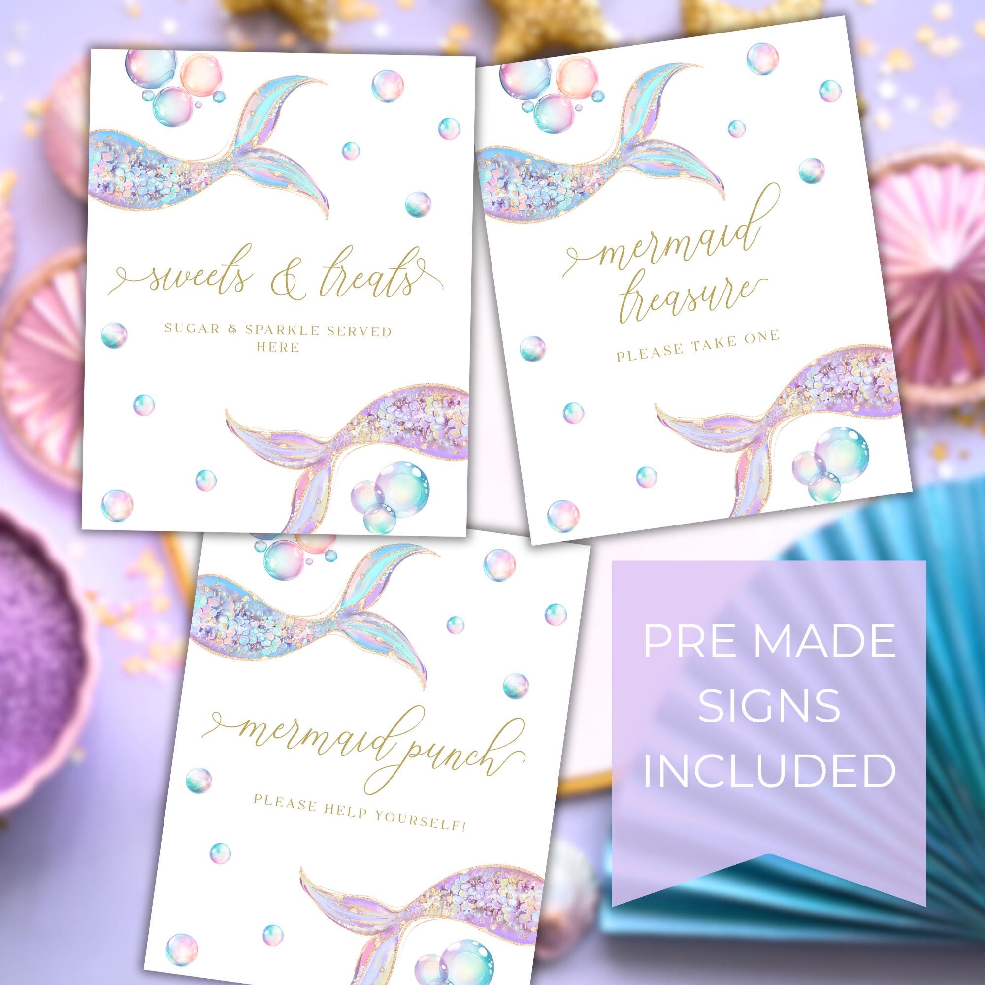 Mermaid Party Food Signs | Custom Printable Food Tags | Under the Sea ...