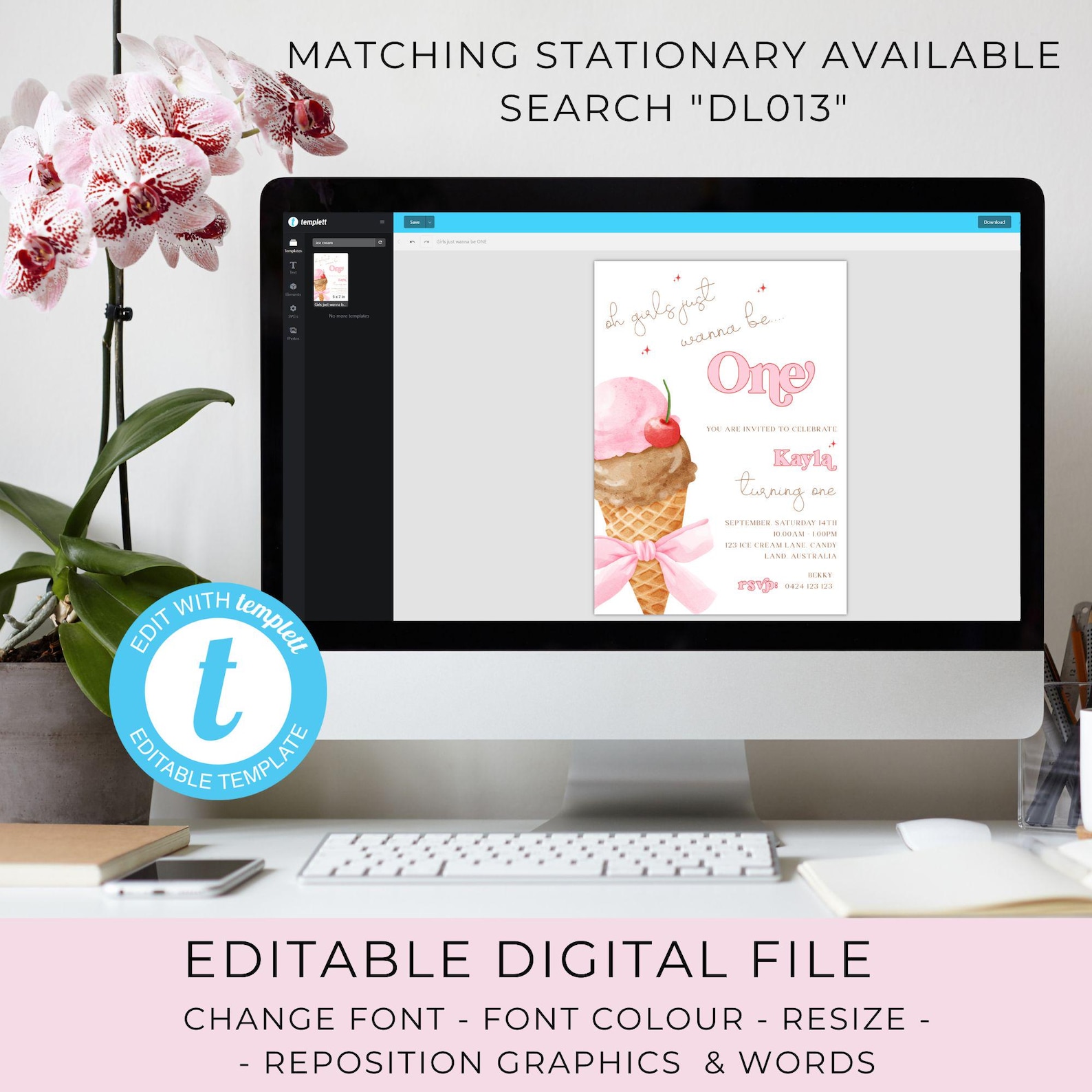 Pastel Ice Cream Party Table Sign | Sundae Dessert Bar Template ...
