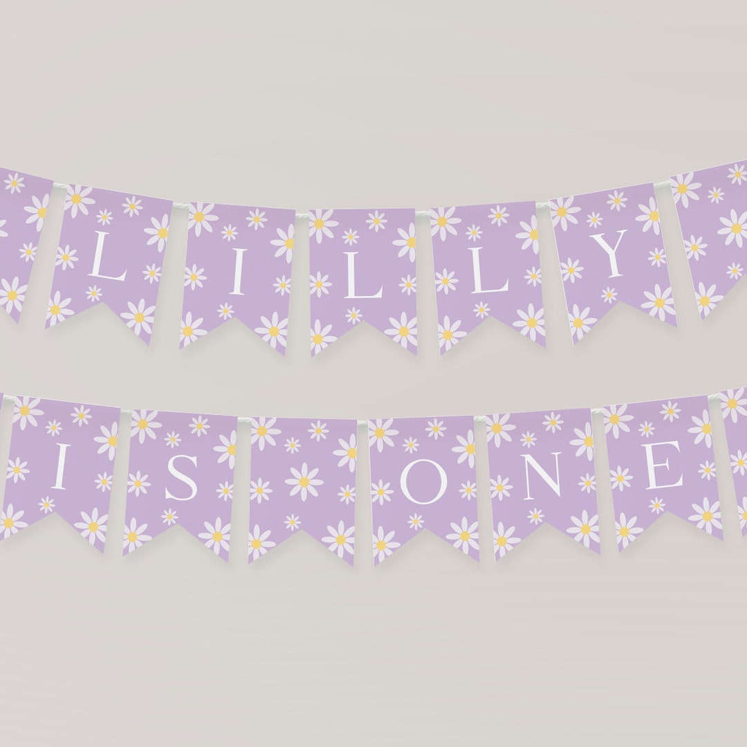 Daisy Birthday Printable Bunting I Floral Party Theme Décor I Lilac ...