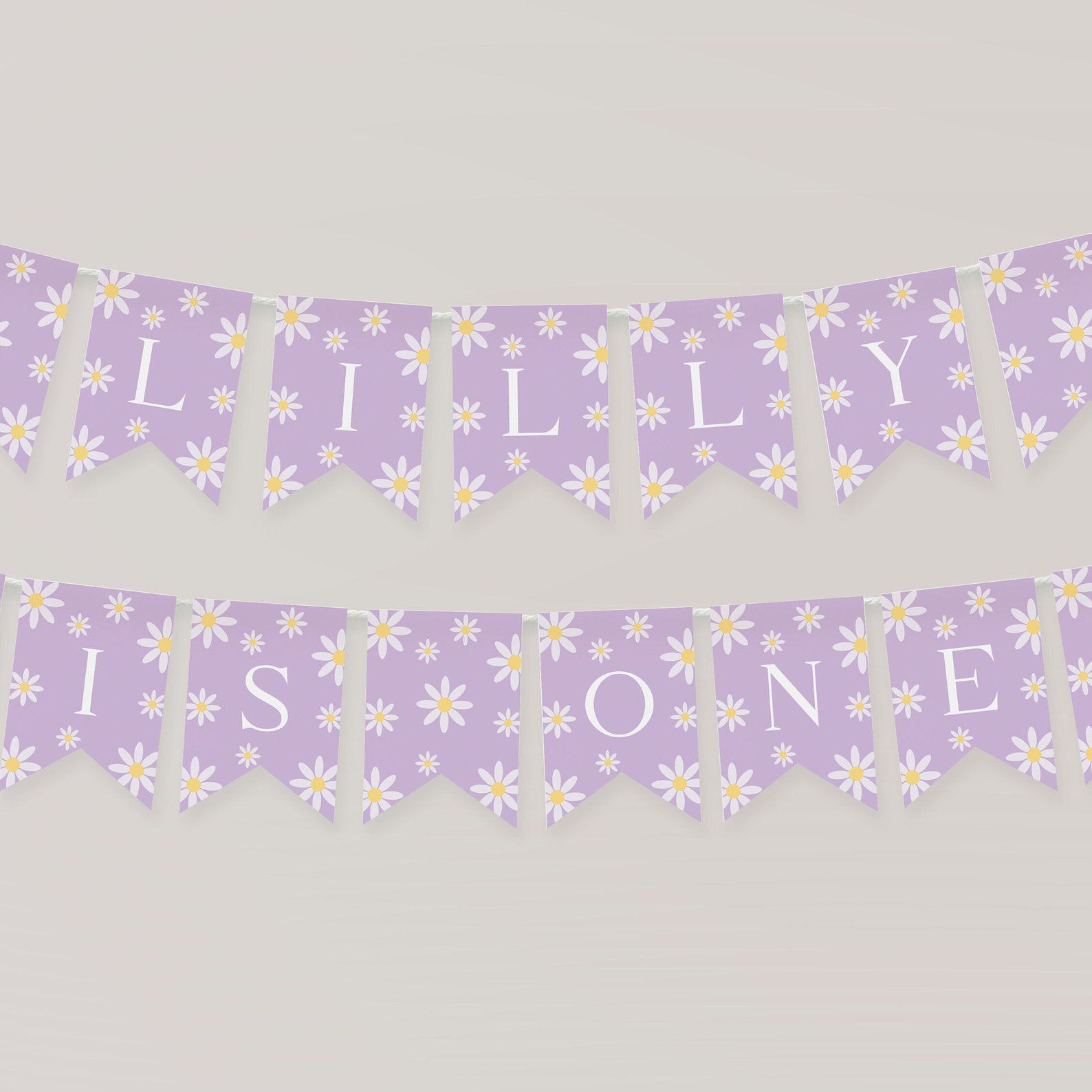 Daisy Birthday Printable Bunting I Floral Party Theme Décor I Lilac ...