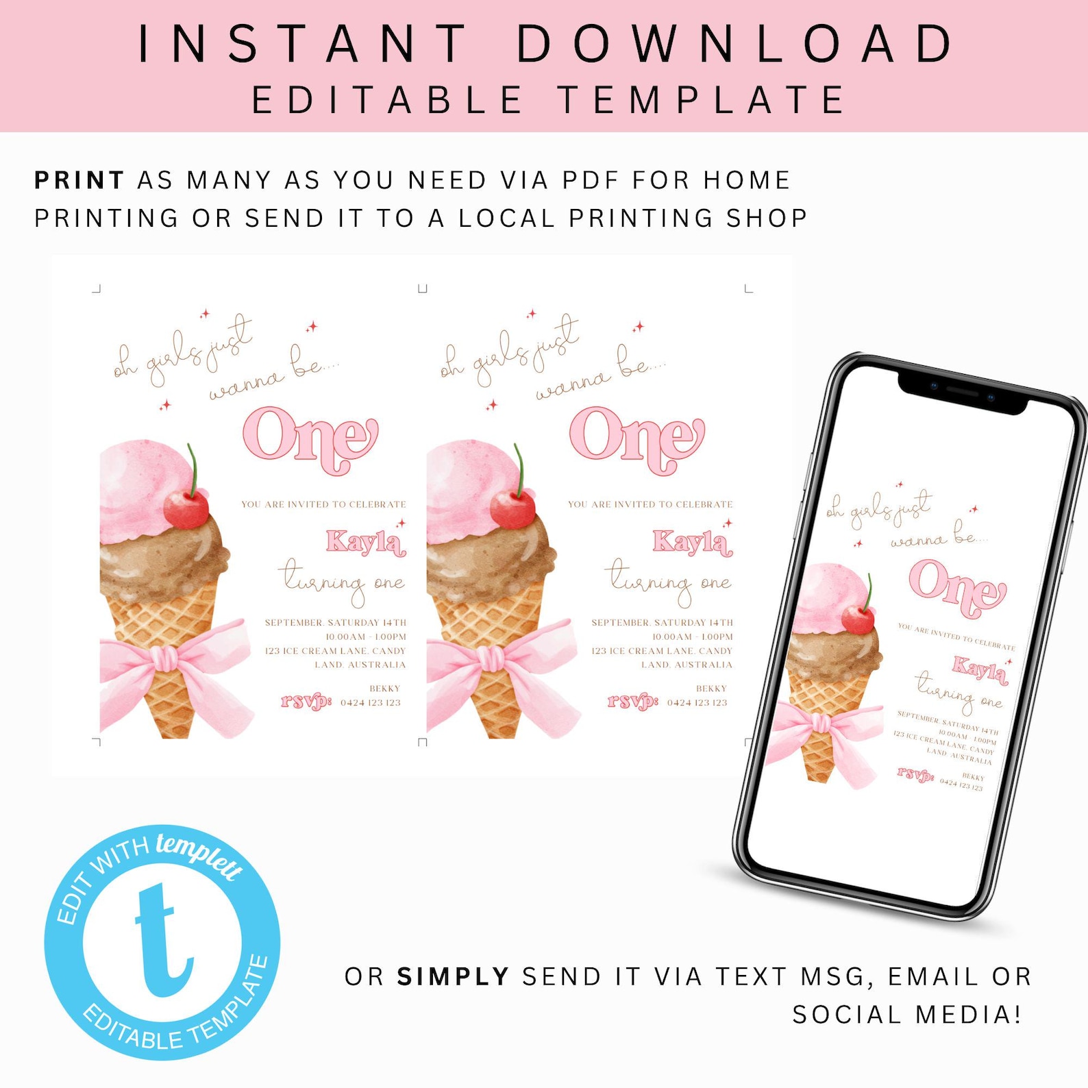 Girls Just Wanna Have Fun Birthday Invite | Pink Coquette Bow ...