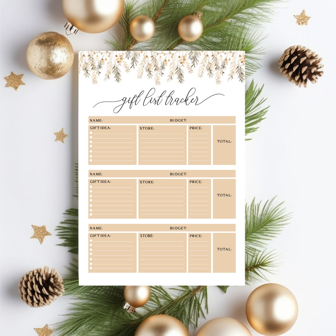Christmas Gift Budget Planner Template | Holiday Present Ideas List ...