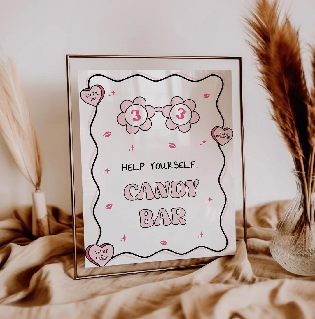 Retro Candy Bar Sign Template | Candy Station Table Décor | Funky ...