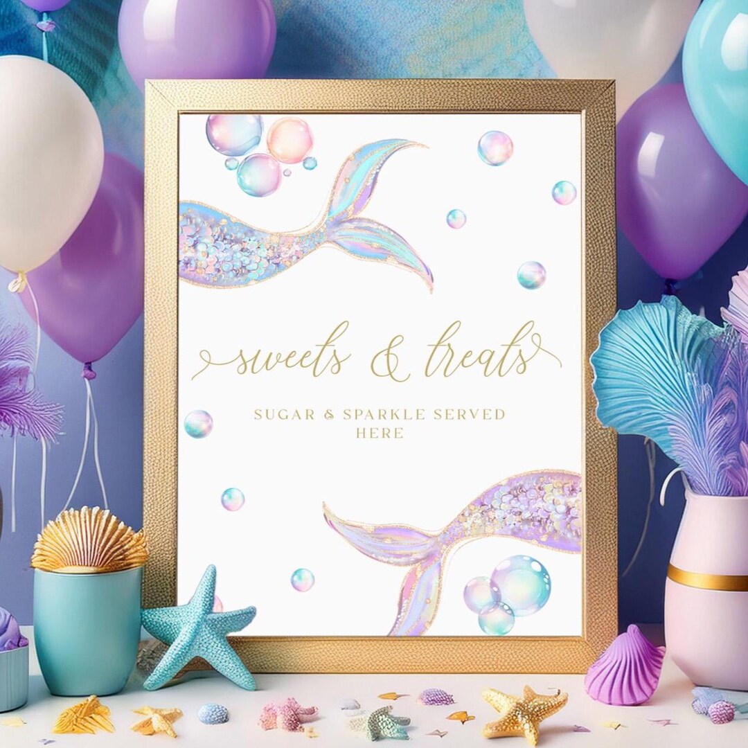 Mermaid Party Food Signs | Custom Printable Food Tags | Under the Sea ...