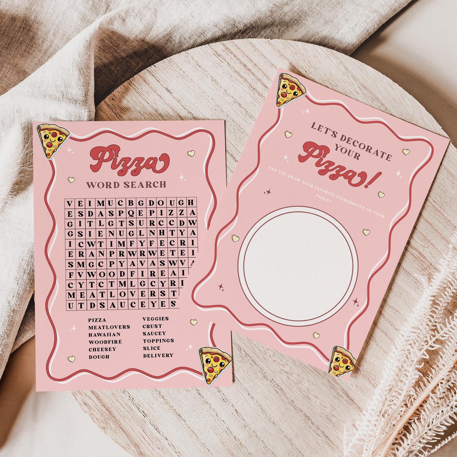 Pizza Party Games Bundle | Pizza Night Printable | Retro Girl Birthday ...