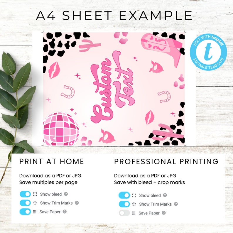 Thank Ya'll Disco Cowgirl Sign Template | Fully Editable Pink Space ...