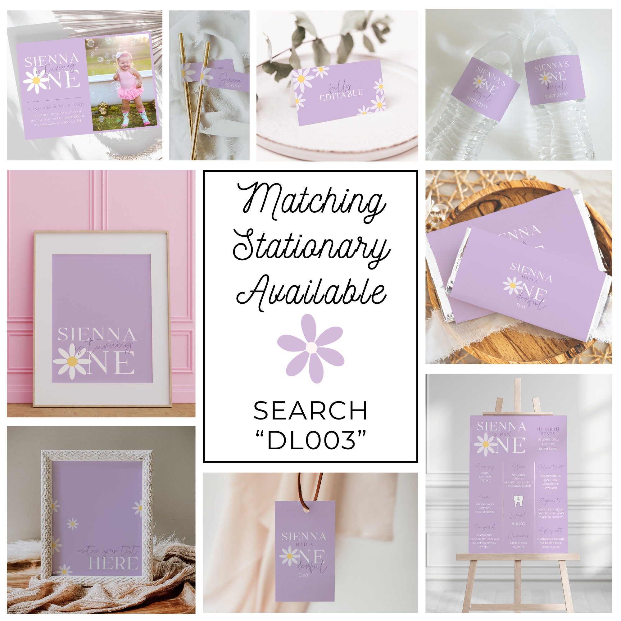 Daisy Birthday Printable Bunting I Floral Party Theme Décor I Lilac ...