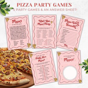 Pizza Party Games Bundle | Pizza Night Printable | Retro Girl Birthday ...