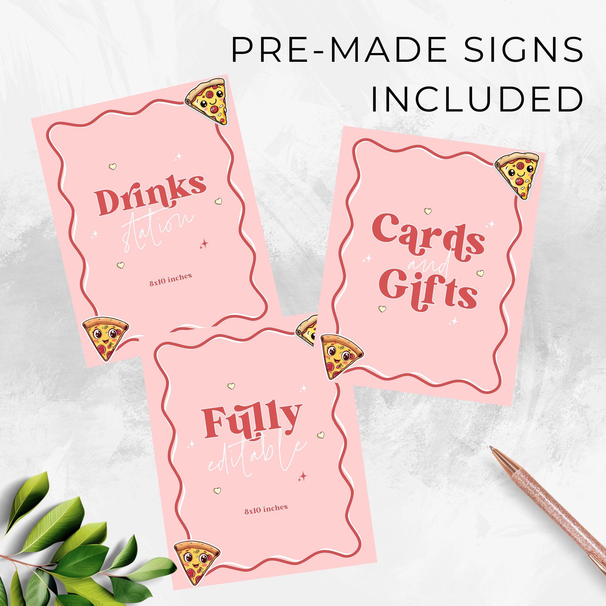 Editable Pizza Table Sign Template | Digital Download | Retro Table ...