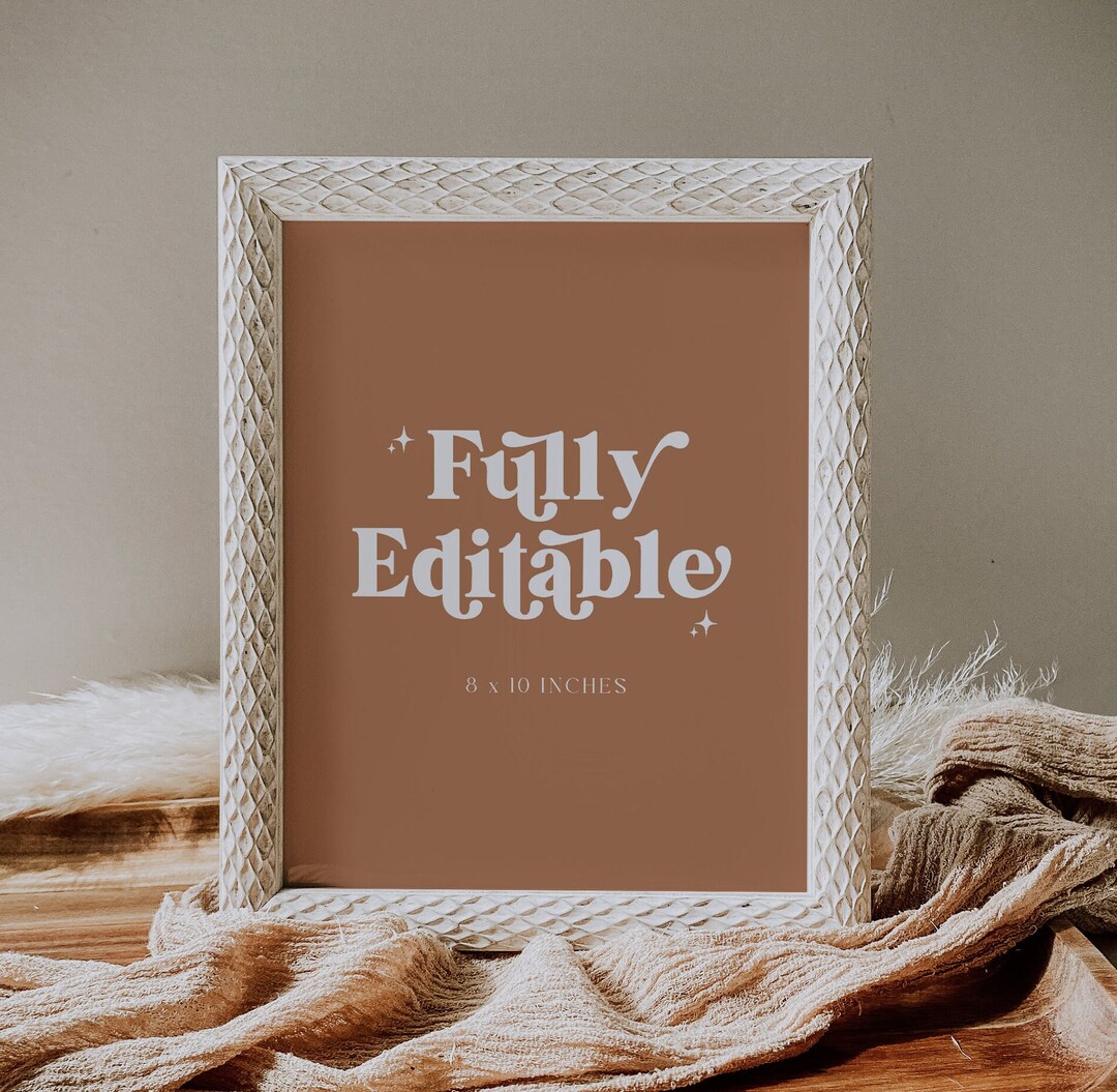 Retro Custom Sign Template | Modern Boho Birthday Theme Printable ...