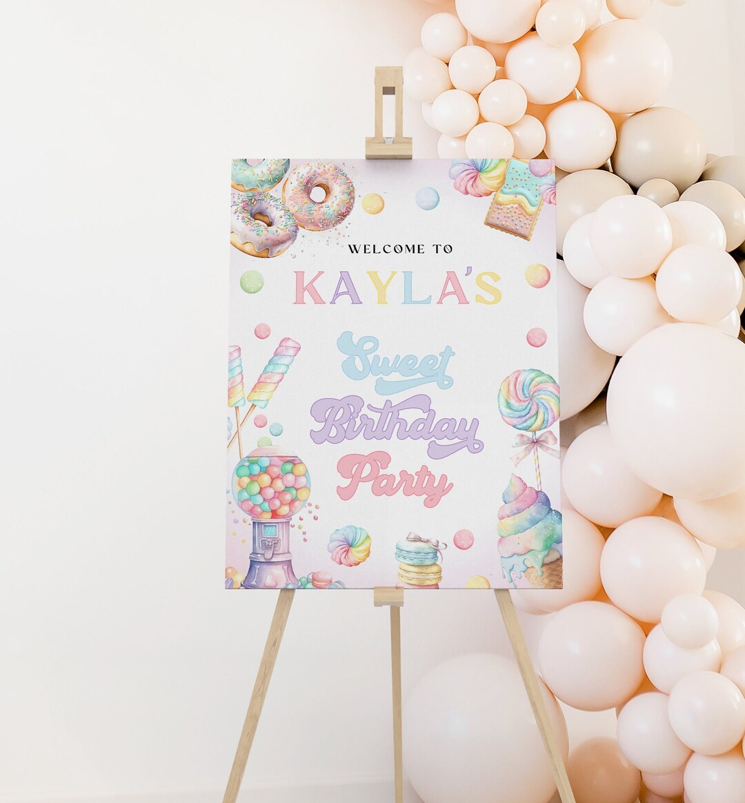 Candy Land Birthday Party Sign | Sweet Candy Shoppe Theme Welcome ...
