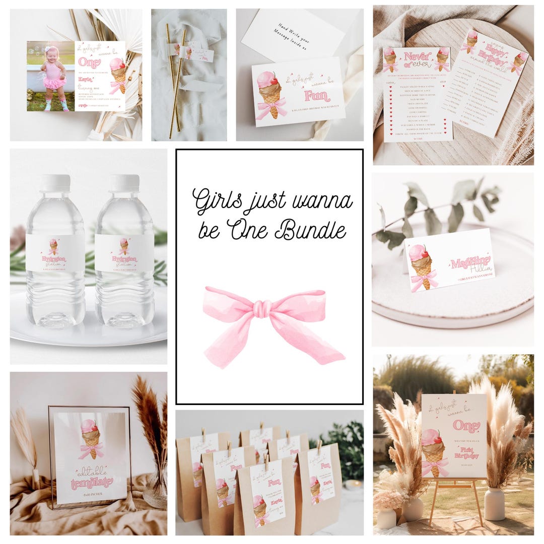 Girls Just Wanna Be ONE Birthday Party Bundle | Retro First Birthday ...