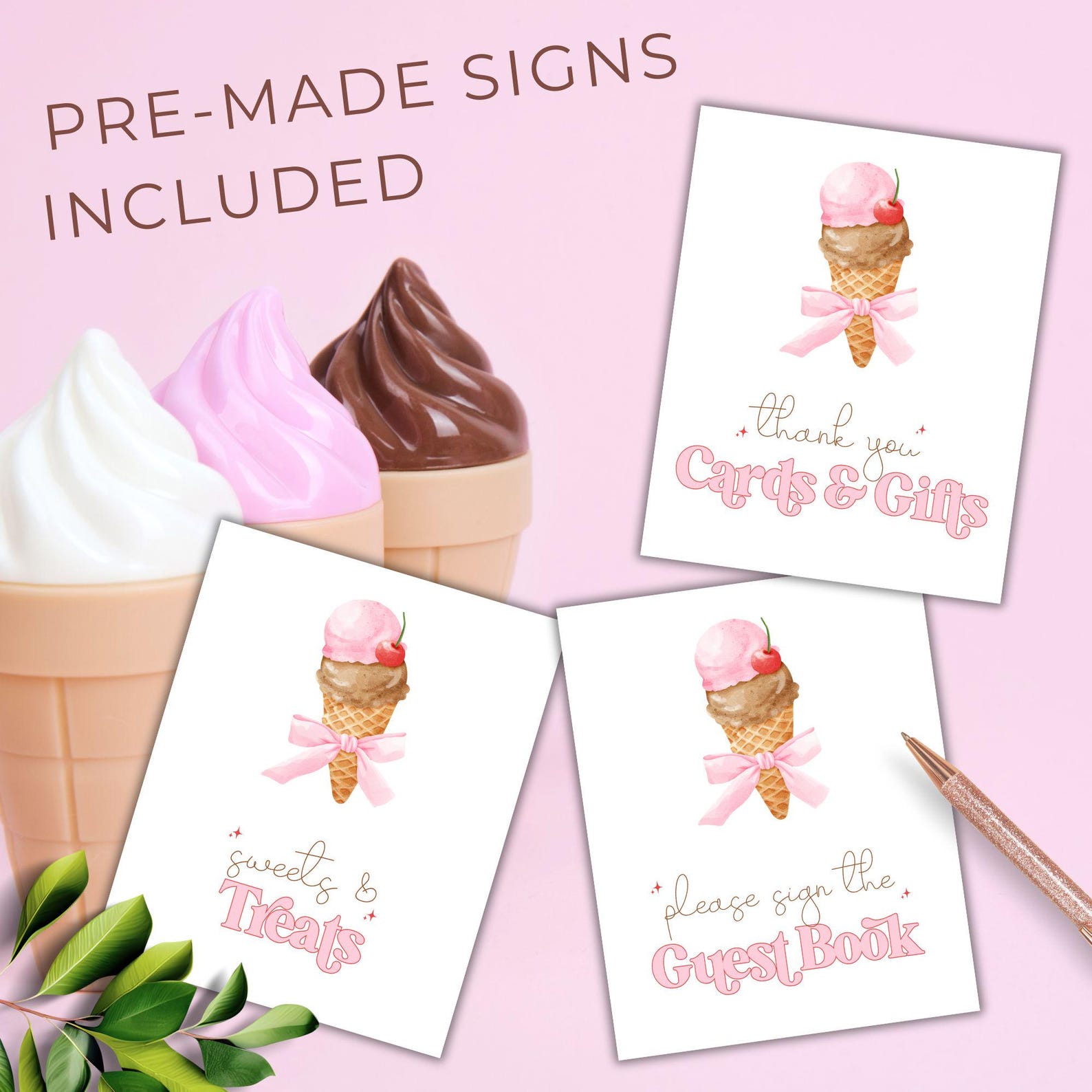 Pastel Ice Cream Party Table Sign | Sundae Dessert Bar Template ...