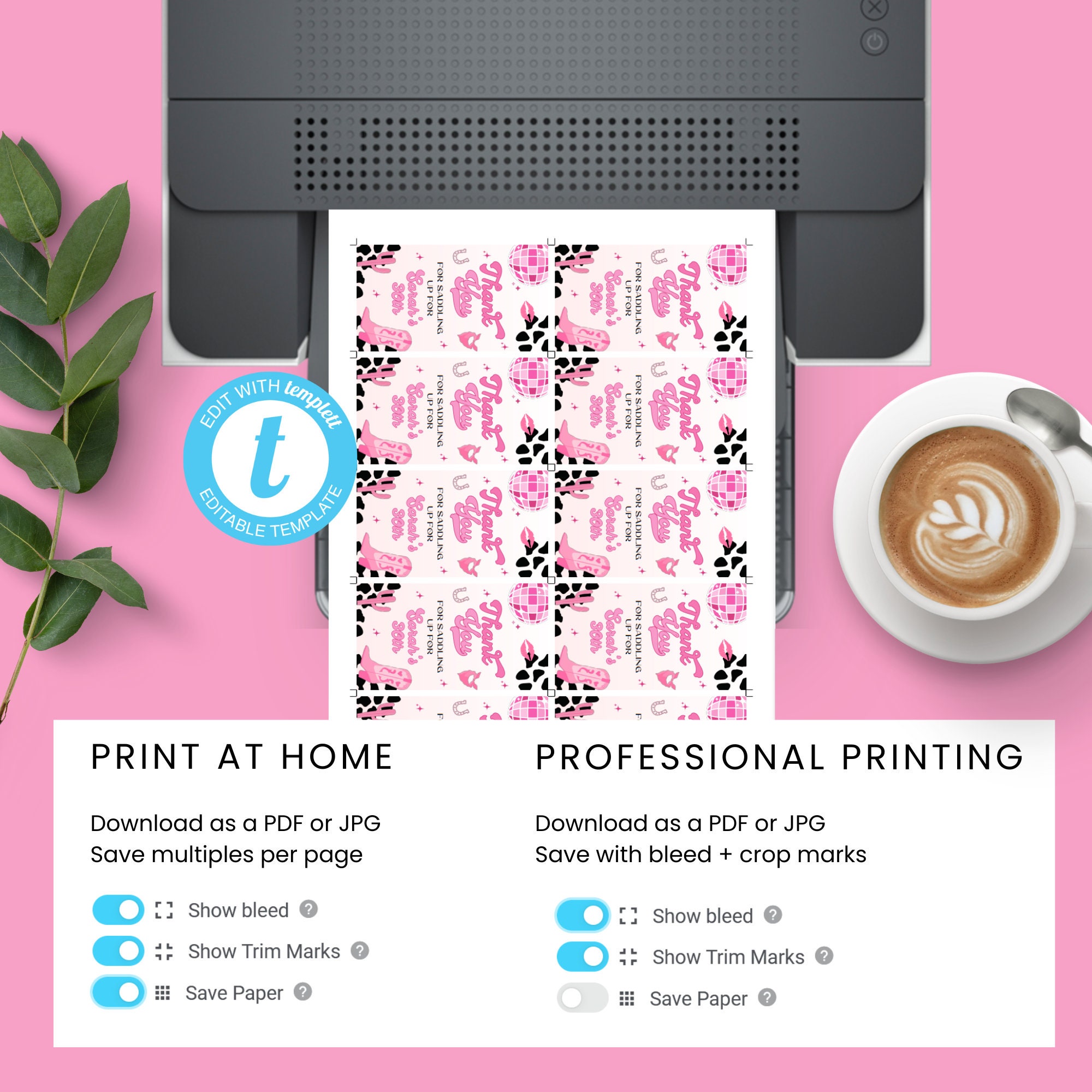 Editable Disco Cowgirl Birthday Favor Tags Template | Nashville Rodeo ...