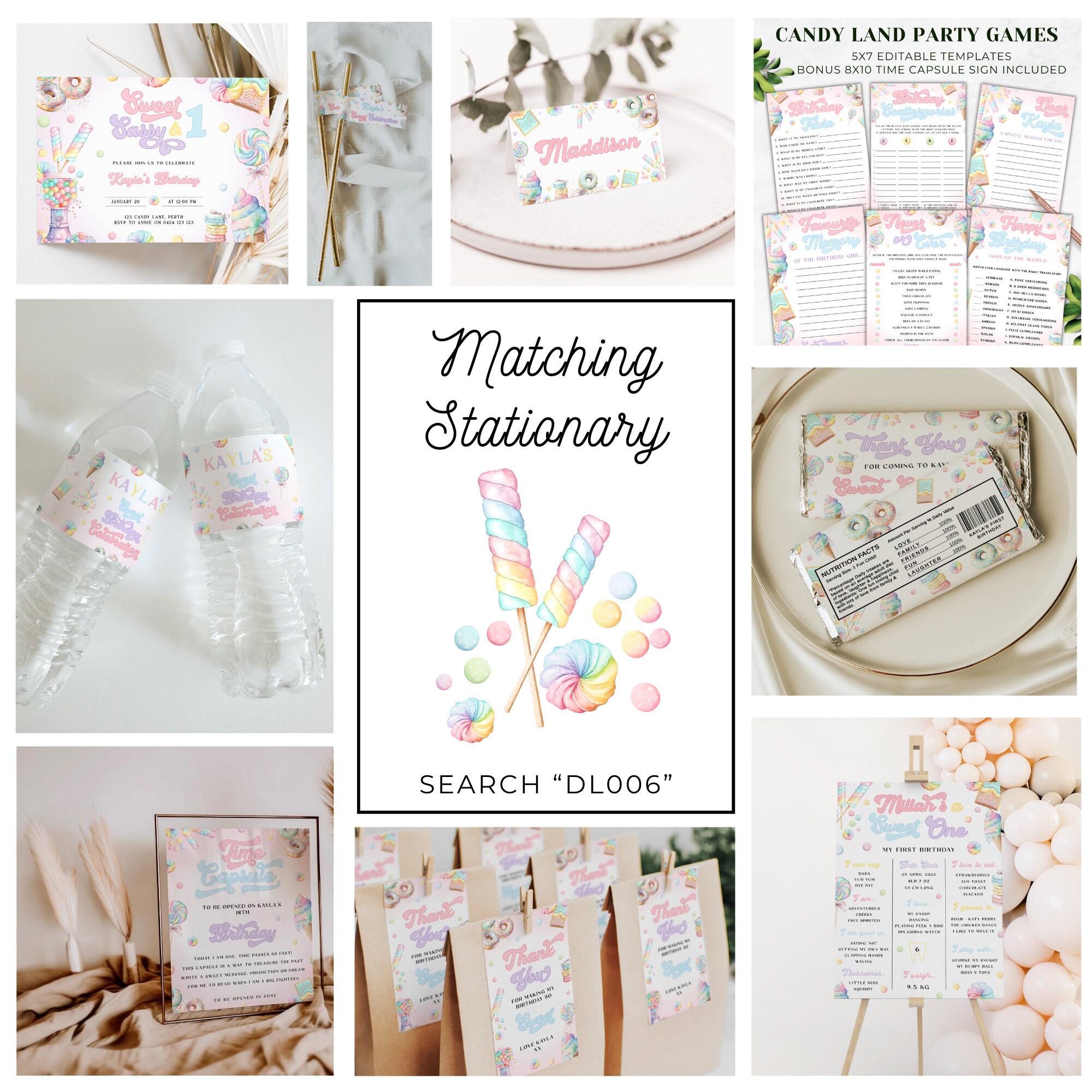 Sweet Sassy Birthday Thank You Card | Editable Pastel Candy Land ...