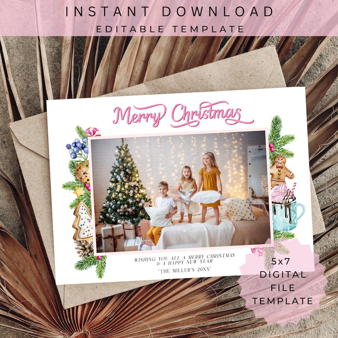 Editable Family Christmas Card Template Printable Photo Christmas Card ...
