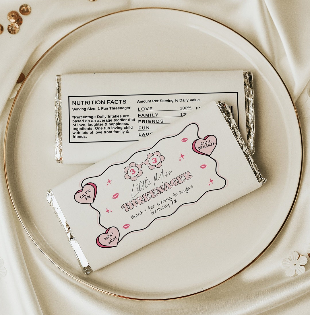 Retro Chocolate Wrapper I Little Miss Threenager Candy Bar Template I ...