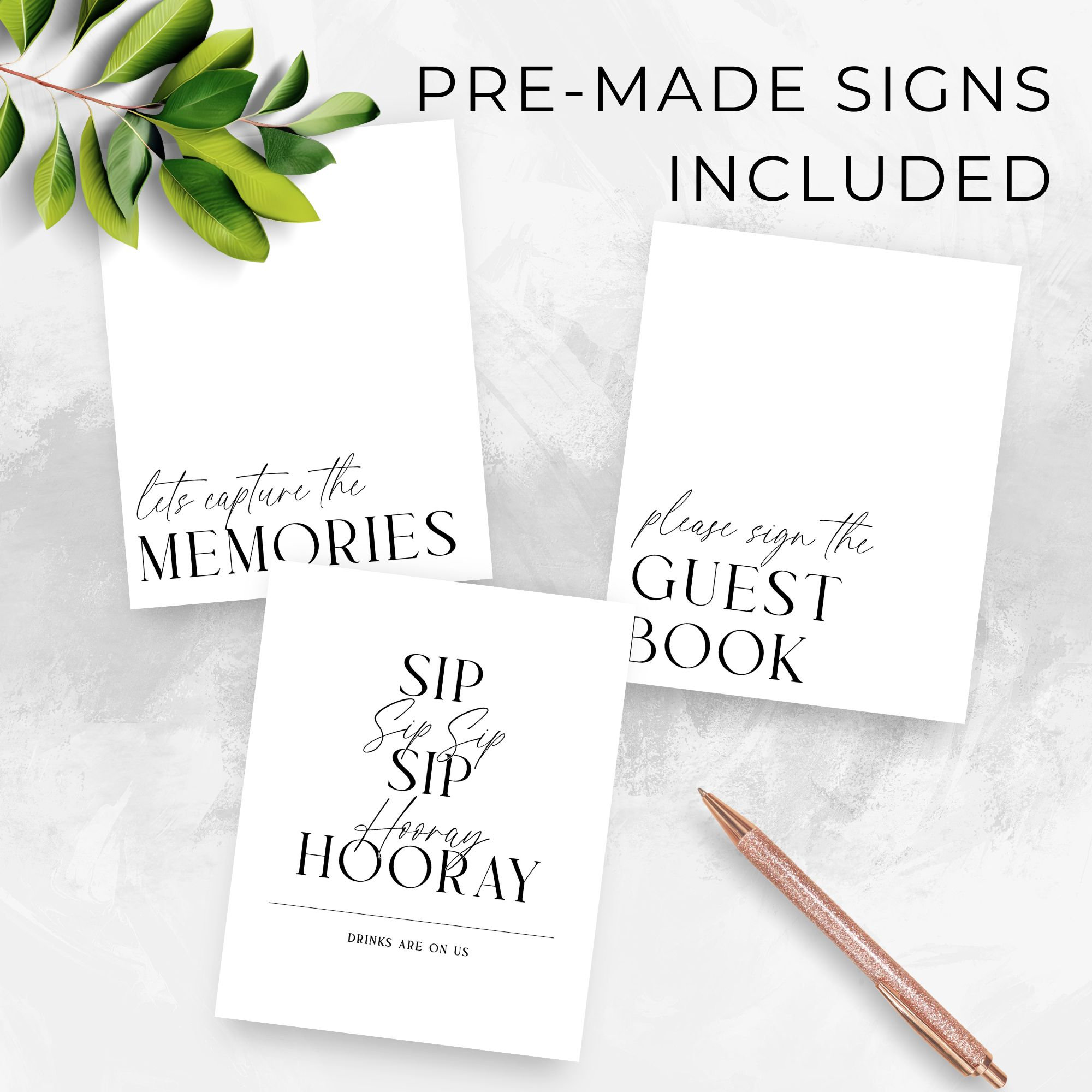Sip Sip Hooray Sign Template | Modern Black & White Engagement Party ...