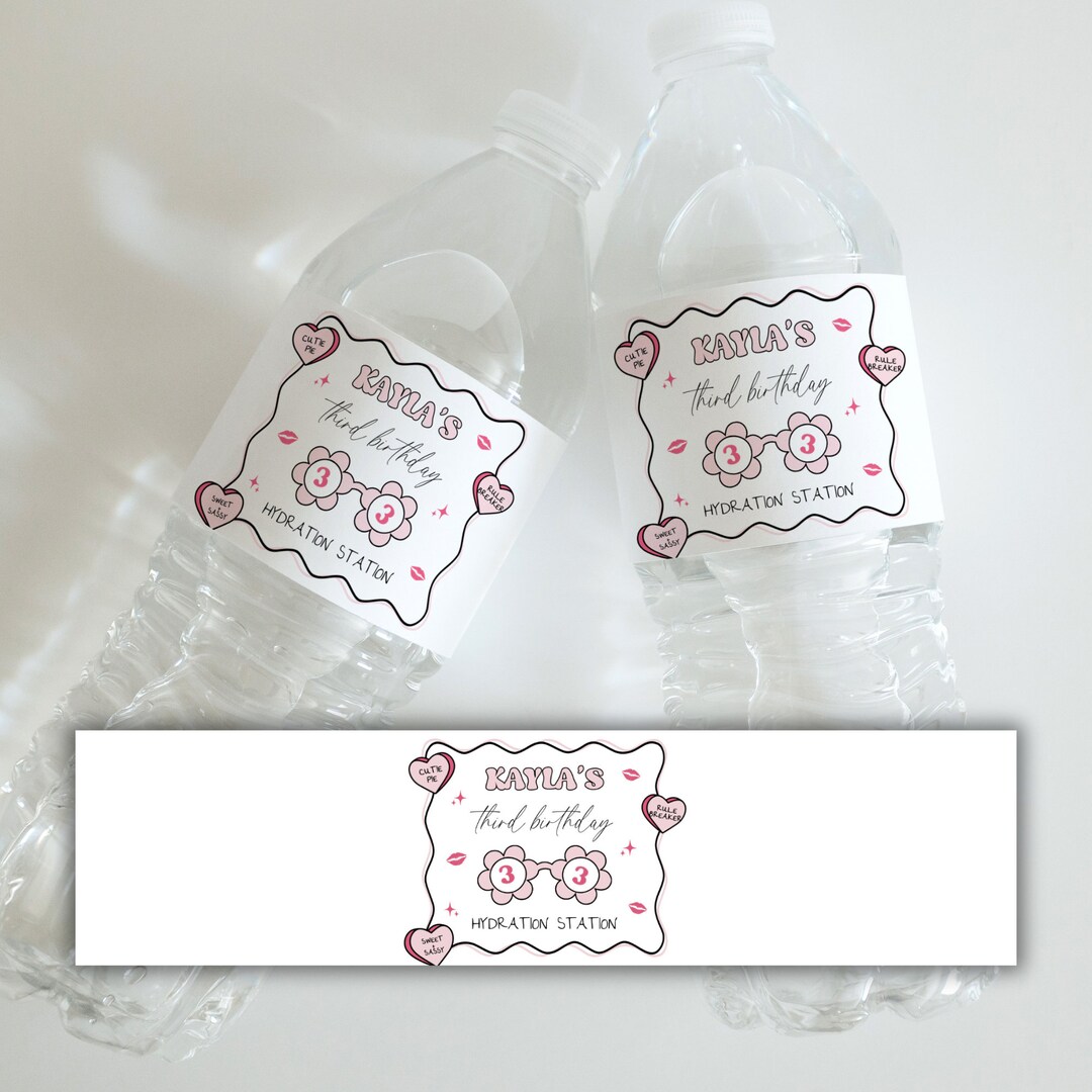 EDITABLE Threenager Water Bottle Wrapper Template | Pink Black and ...
