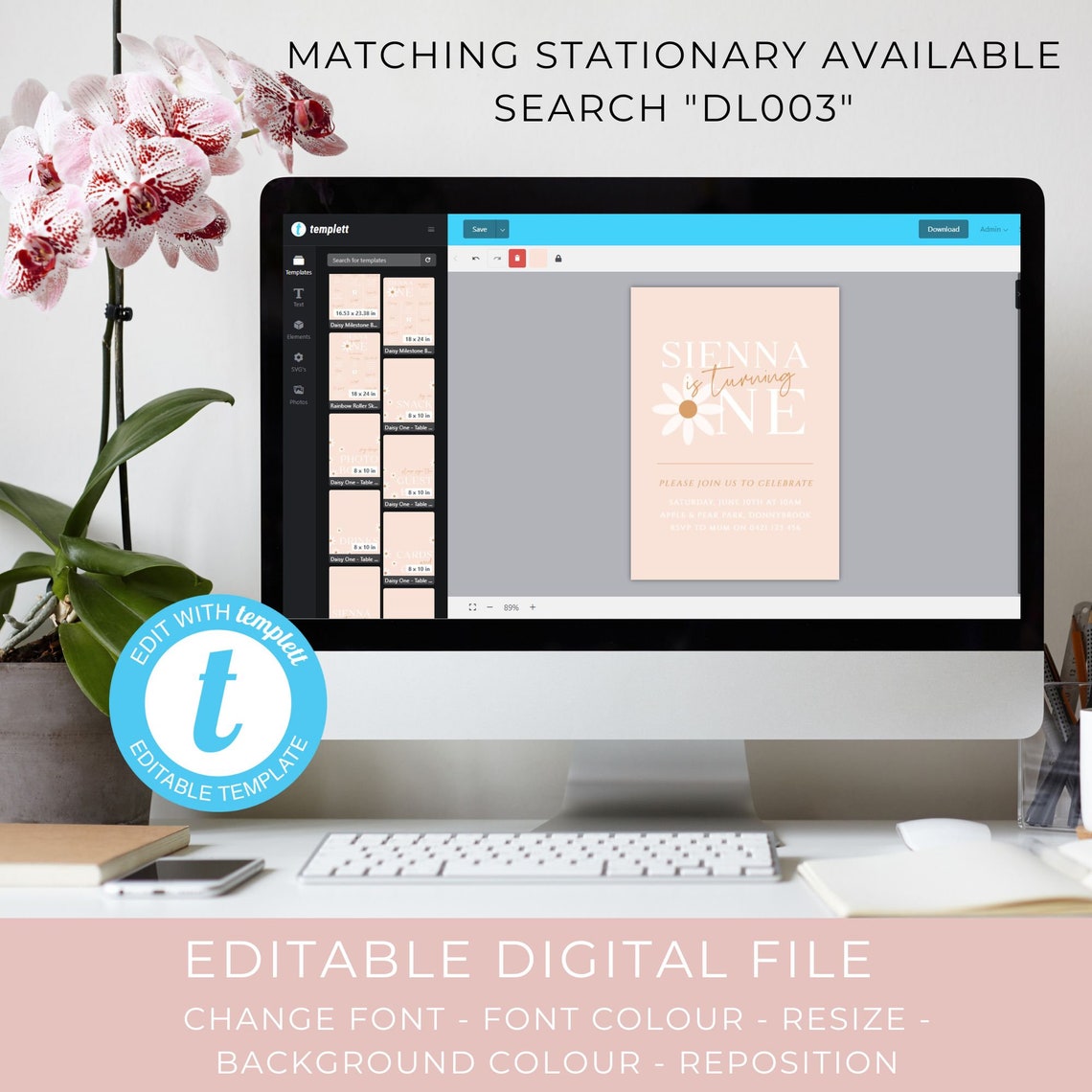 Daisy Birthday Party Welcome Sign Onederful 1st Birthday Daisy Theme ...