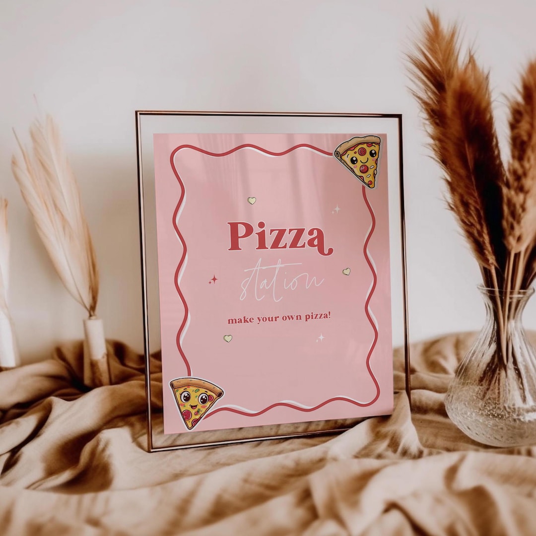 Pizza Station Table Sign Template | Pizza Making Party | Digital ...