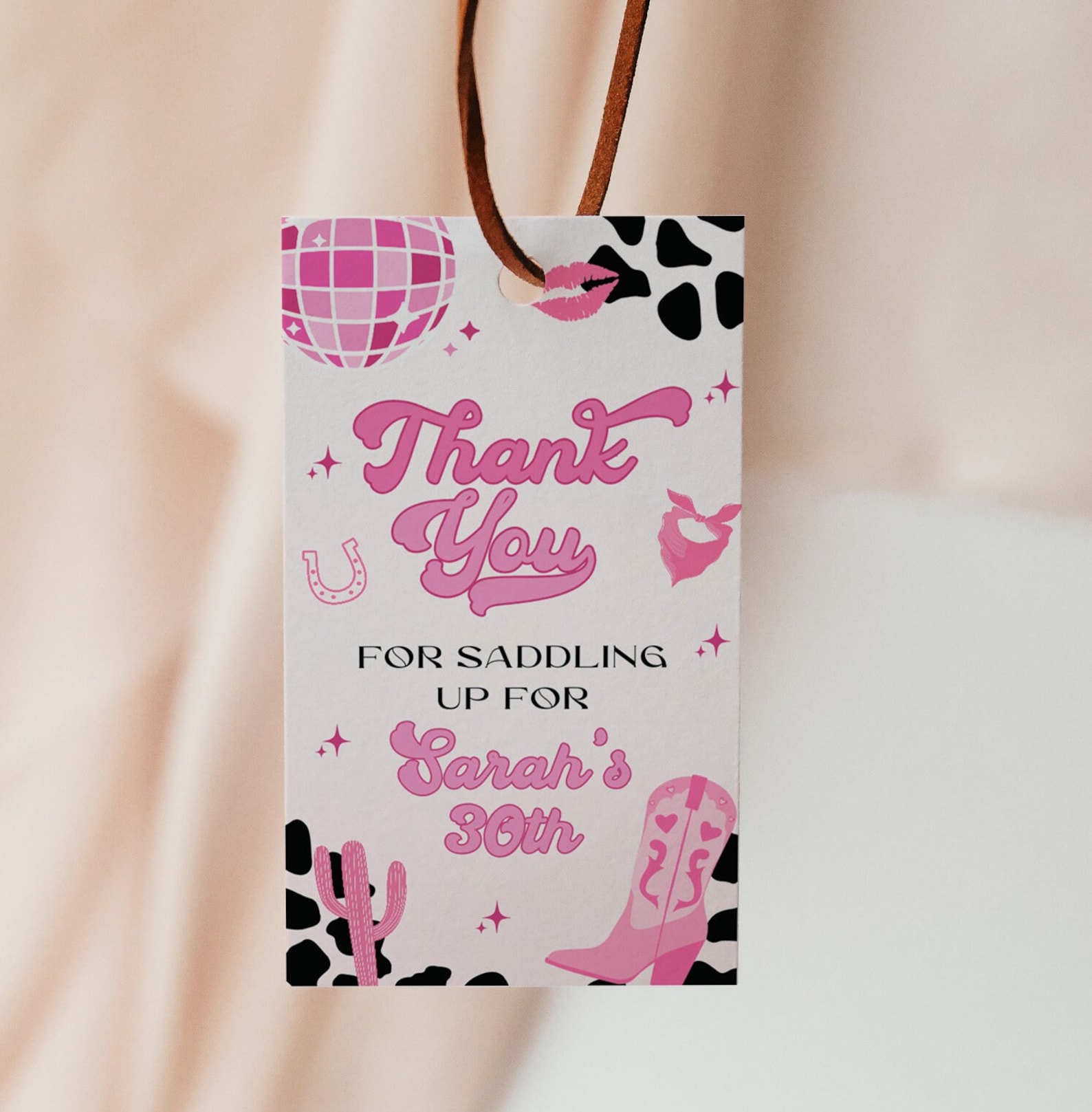 Editable Disco Cowgirl Birthday Favor Tags Template | Nashville Rodeo ...