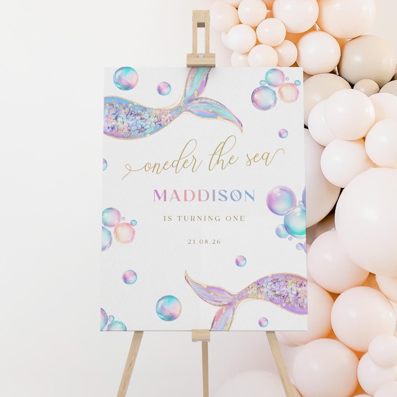 Mermaid 1st Birthday Welcome Sign | Oneder the Sea Party Decor ...