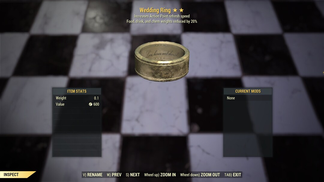 Fallout 76 PC Wedding Ring increased AP Refresh - Etsy