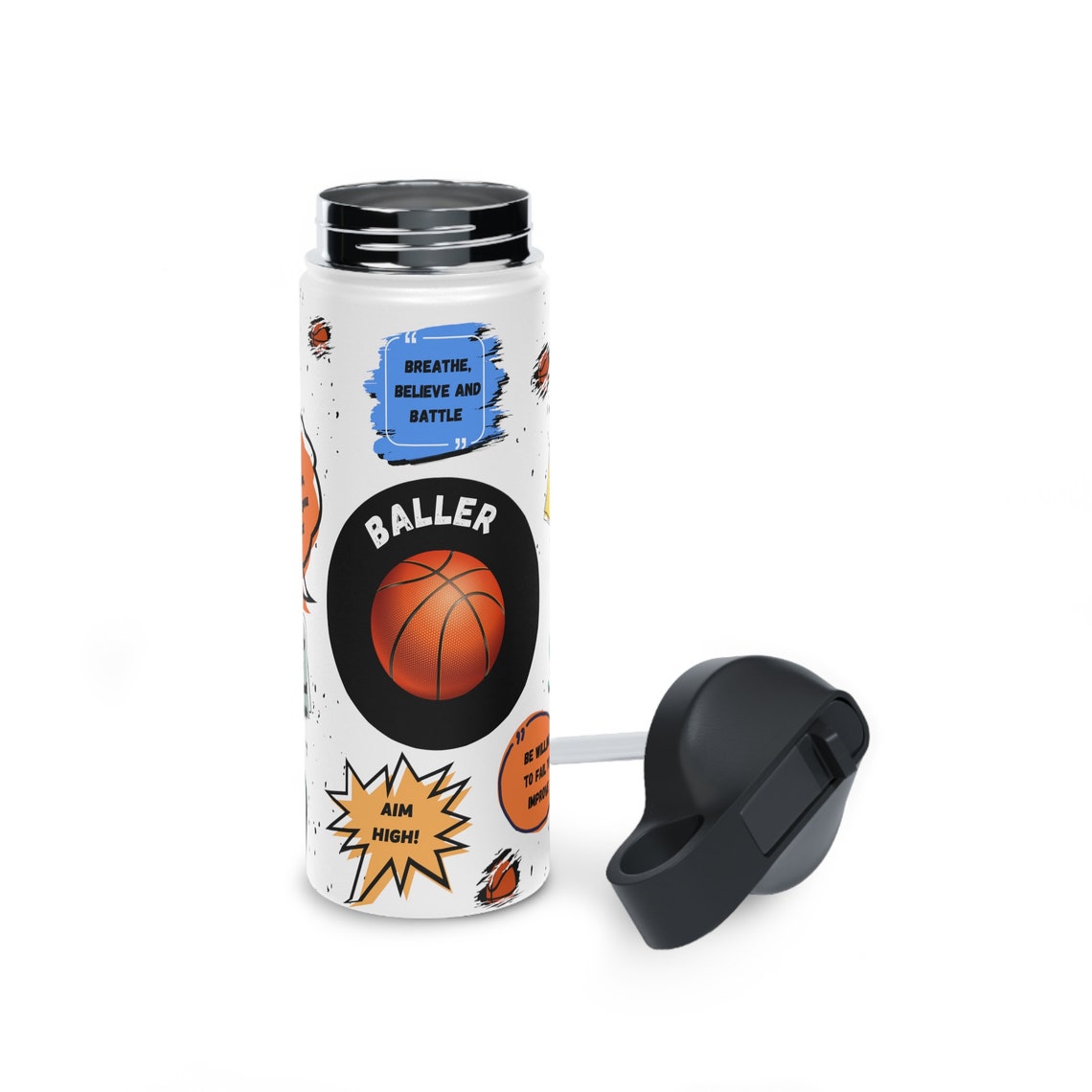 Basketball Stainless Steel Water Bottle - Etsy