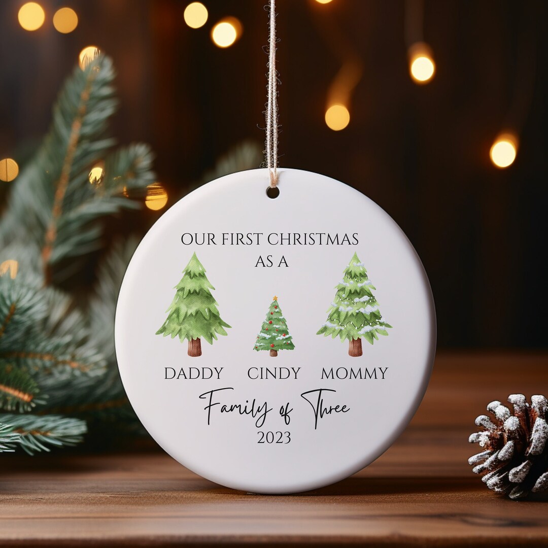 Personalized Family of Three Christmas Ornament Baby's - Etsy