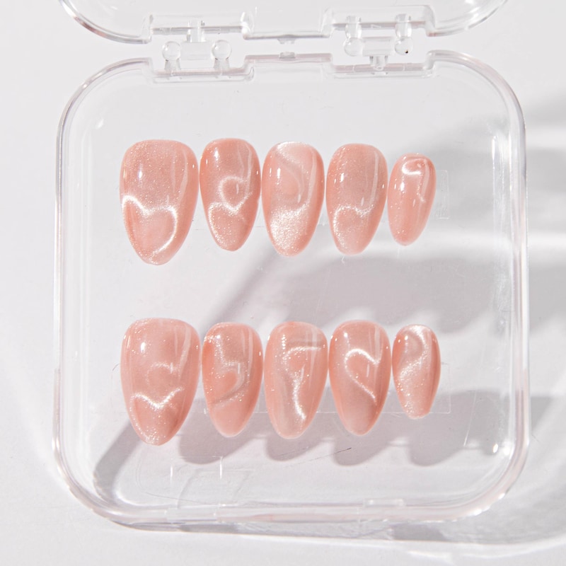 Cat Eye Nails Heart Short - Etsy