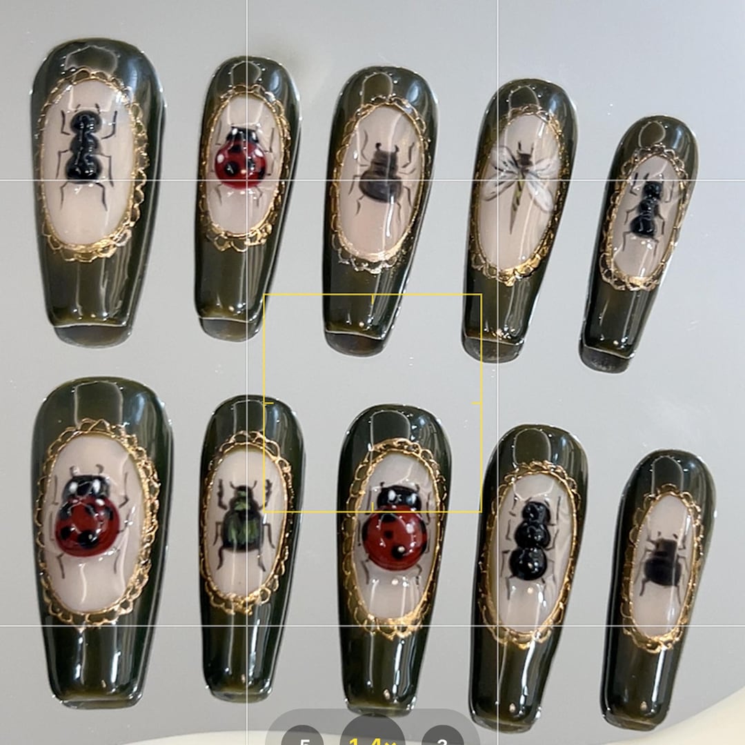 3D Bug Gallery Press on Nails | Hand Painted Ladybug & Insect Nails ...