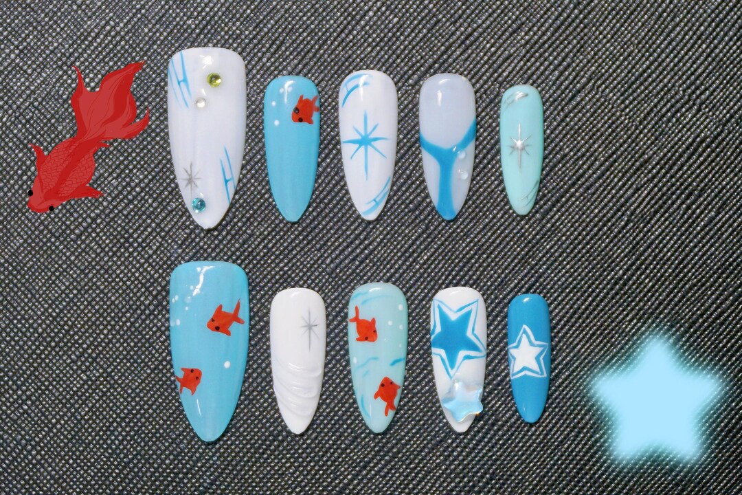 Emerald Green Ocean Style Press-on Nails | Ocean Love Inspired Manicure ...