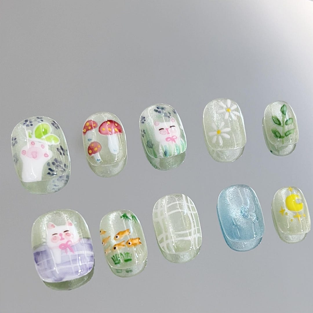 Hand-painted Cute Cat Spring Color Matching | Hand-painted Art |fish ...