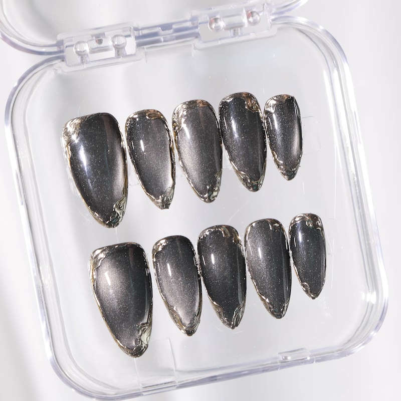 Silver Fake Nails - Etsy