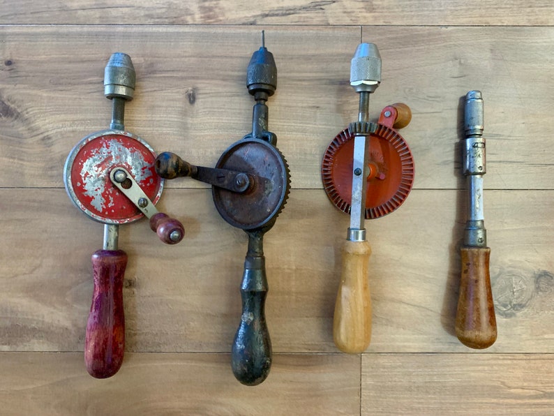 Antique or Vintage Manual Hand Drills Egg Beater, Spiral Ratchet ...