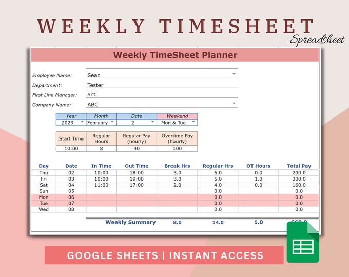 Weekly Timesheet Bi-week Timesheet Monthly Timesheet Digital Employee ...