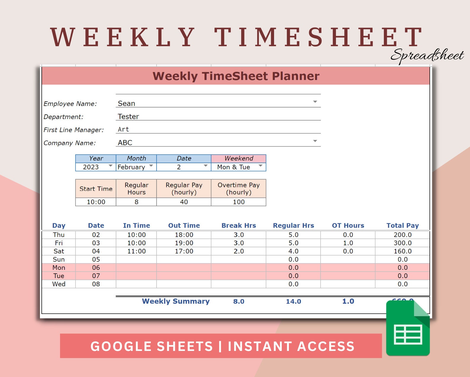 Weekly Timesheet Bi-week Timesheet Monthly Timesheet Digital Employee ...