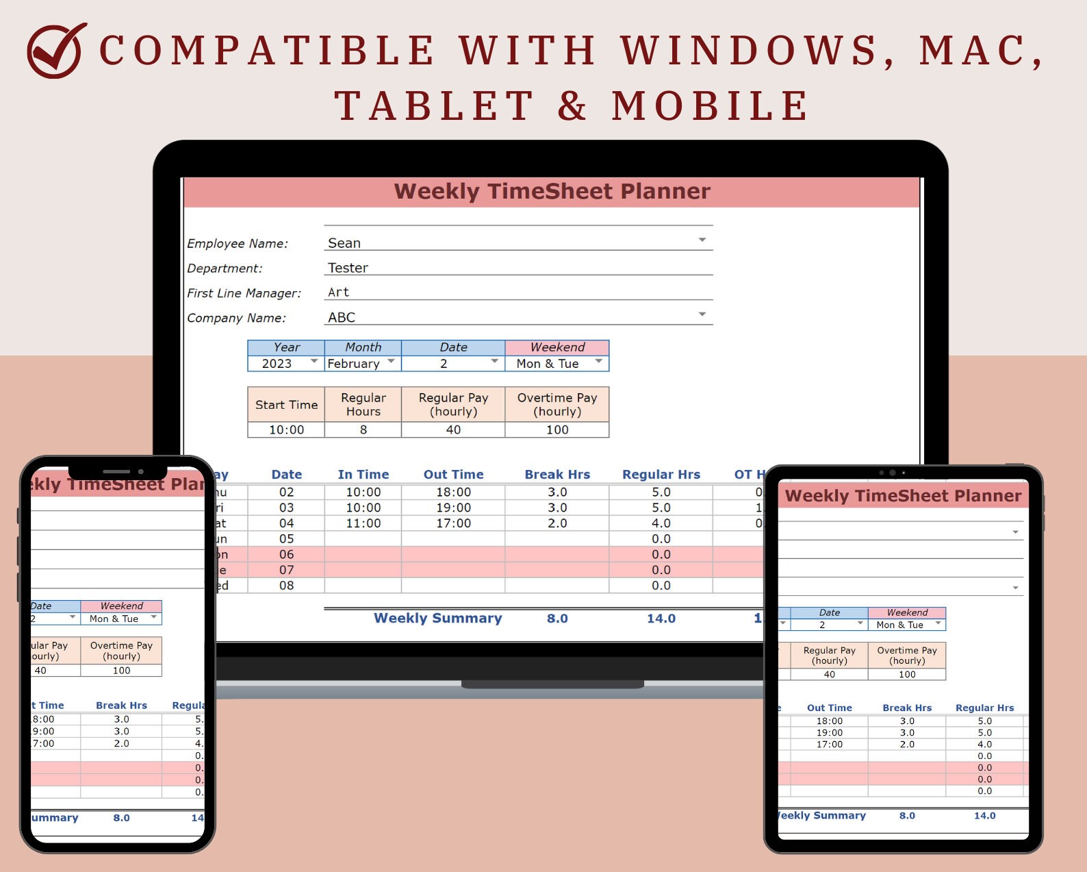 Weekly Timesheet Bi-week Timesheet Monthly Timesheet Digital Employee ...