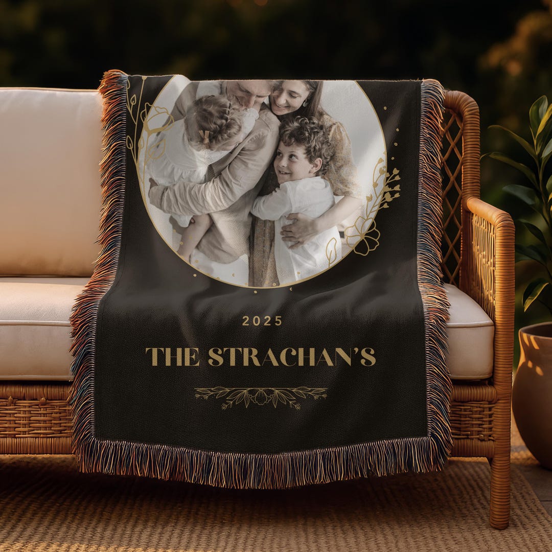 Personalized Family Photo Woven Blanket, Floral Keepsake Gift - Etsy