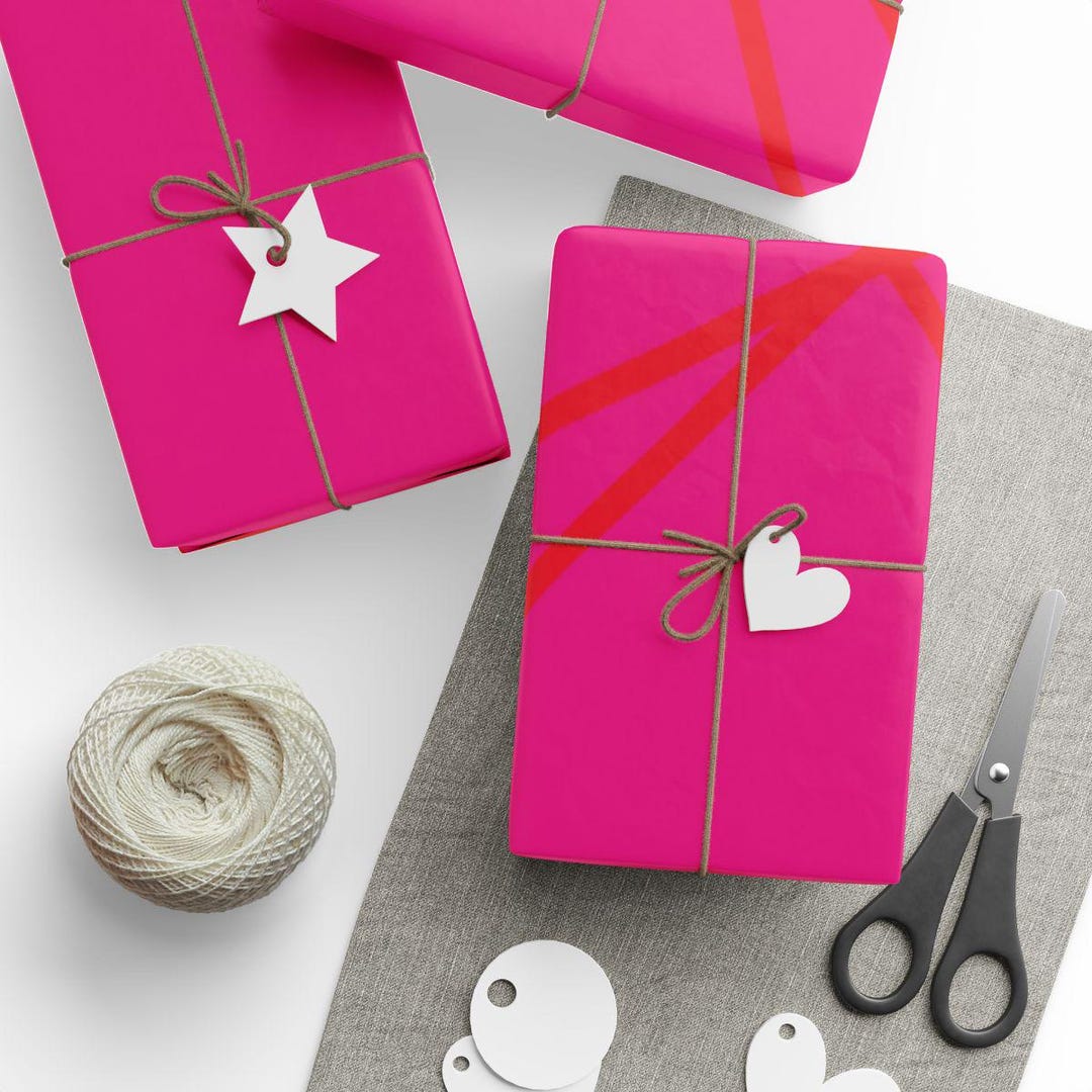 Pink Geometric Lines Wrapping Paper: Modern Abstract Art - Etsy