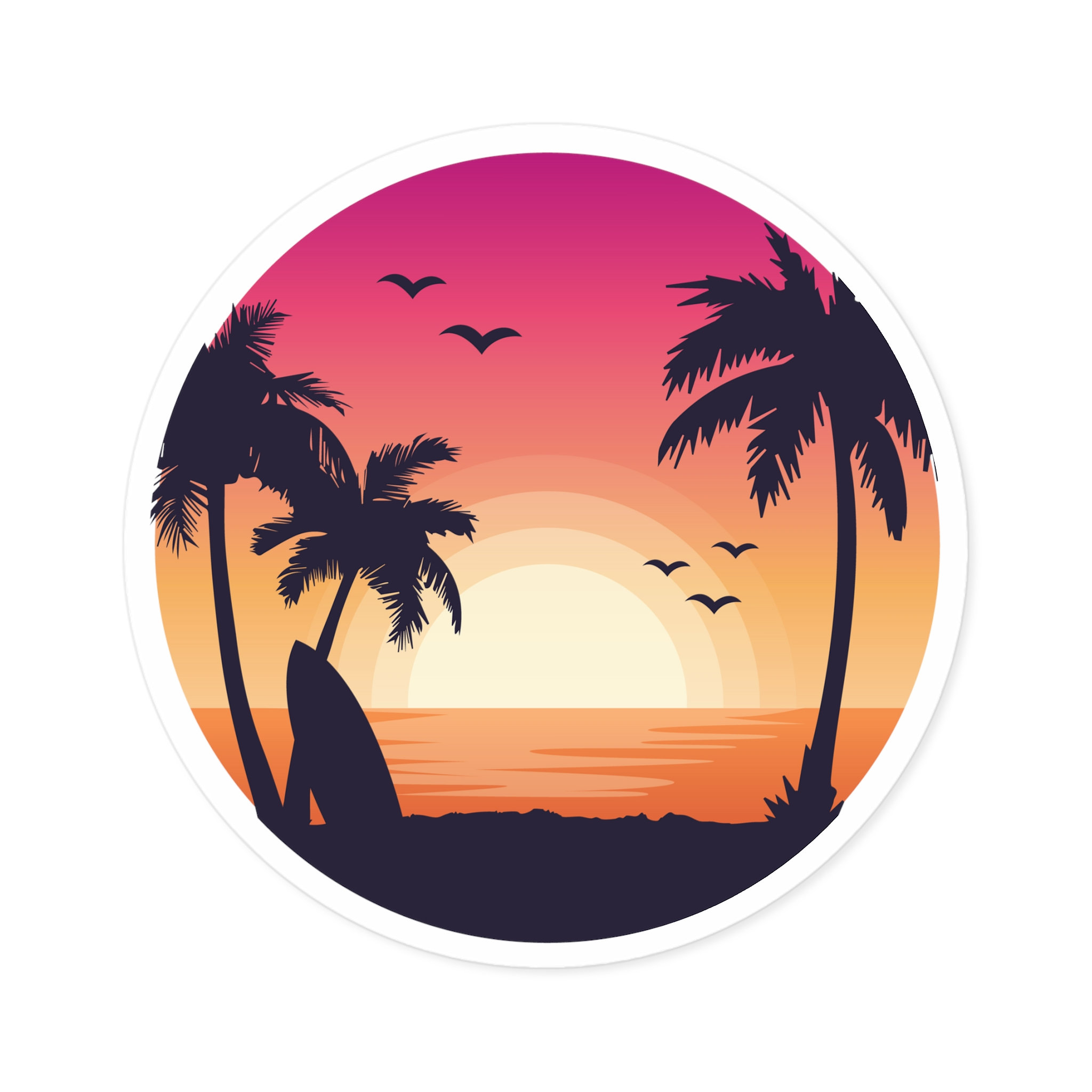 Beach Sunset Round Stickers, Indooroutdoor - Etsy