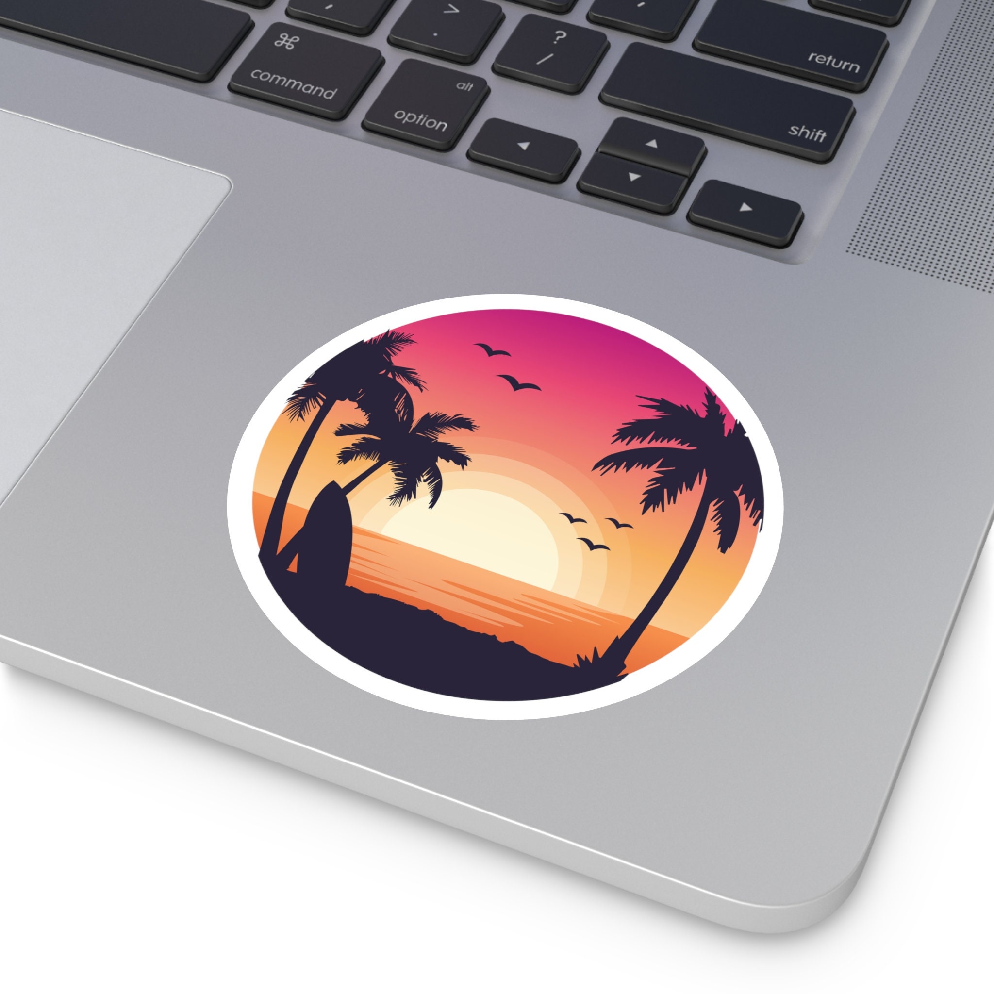 Beach Sunset Round Stickers, Indooroutdoor - Etsy